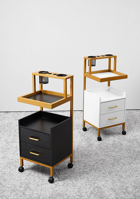 Gold Salon Assistant Trolley with Drawers and Shelf | Luxury ...